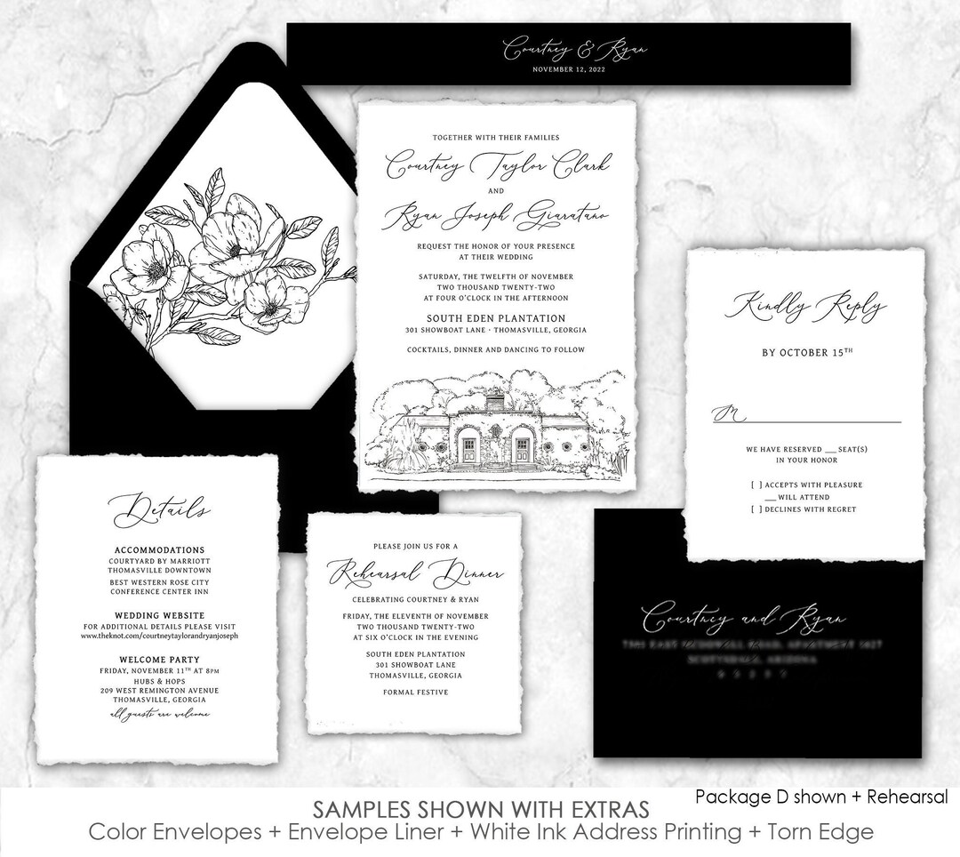 South Eden Plantation Wedding Invitation, Custom Venue Wedding ...