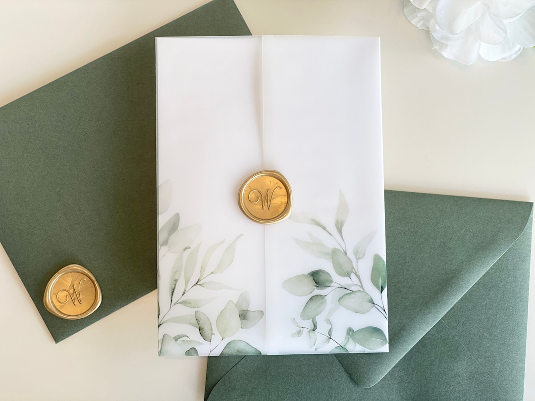 Eucalyptus Vellum Invitation Wrap, for 5x7 Invitation, Eucalyptus ...