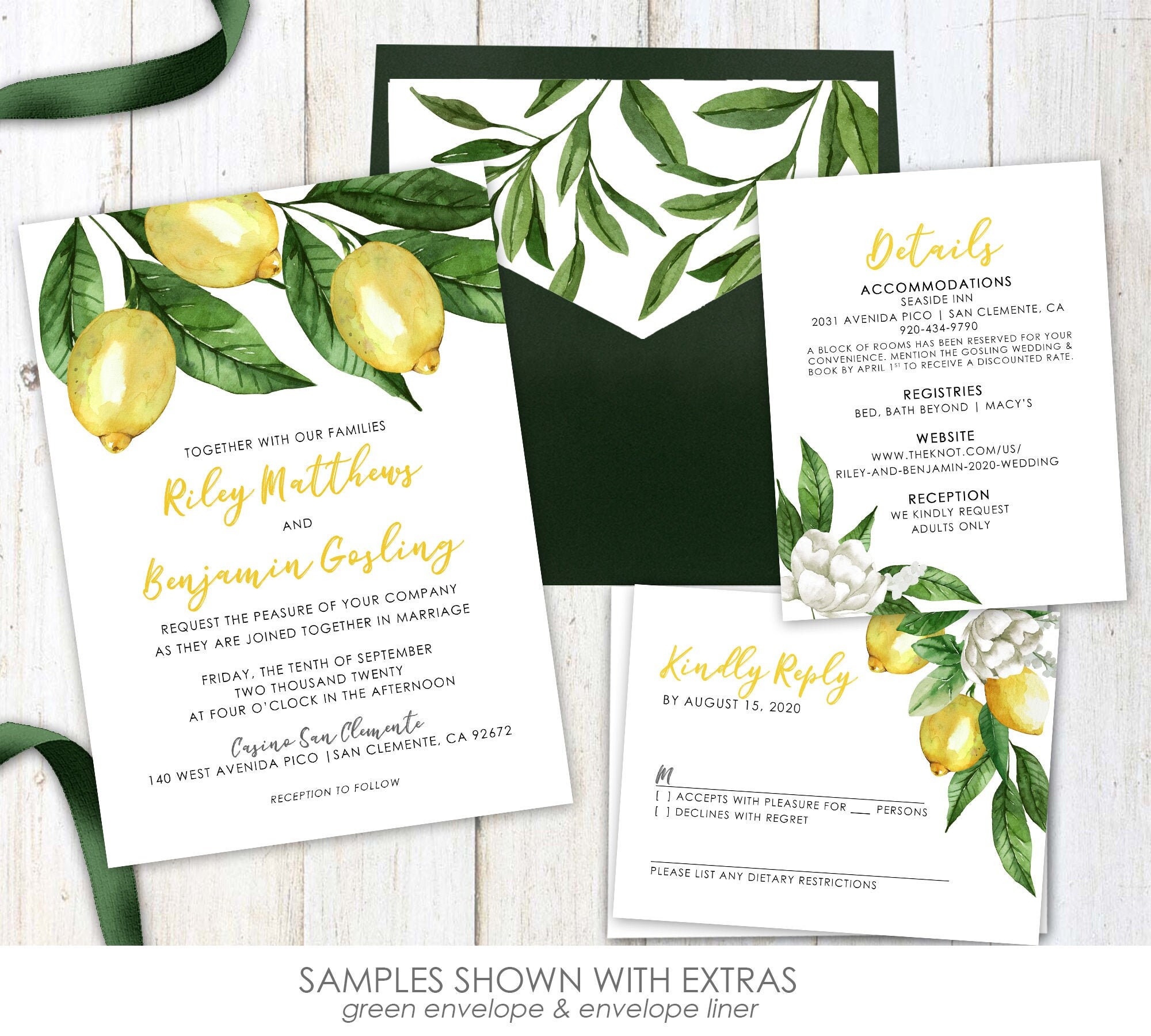 Lemon Wedding Invitation Wedding Invitations Lemons Yellow - Etsy