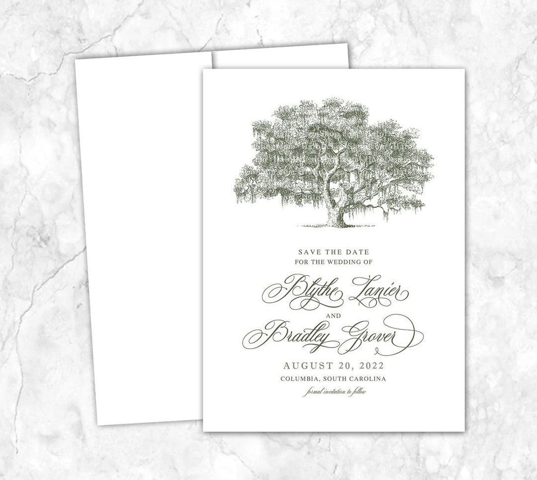 Oak Tree Save the Date | Southern Spanish Moss | Southern Oak | Tree ...