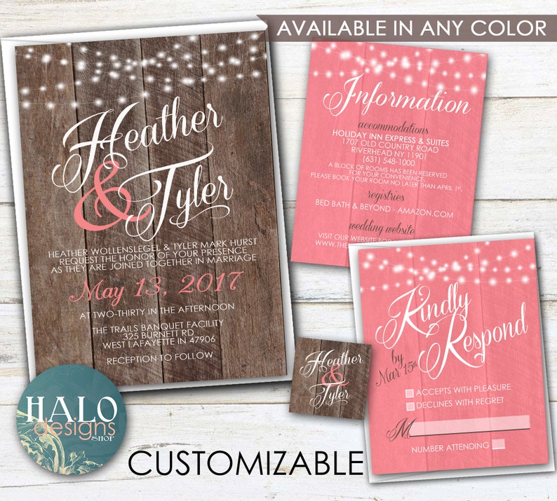 Rustic Wedding Invitation ANY COLOR Rustic Wedding Invite - Etsy