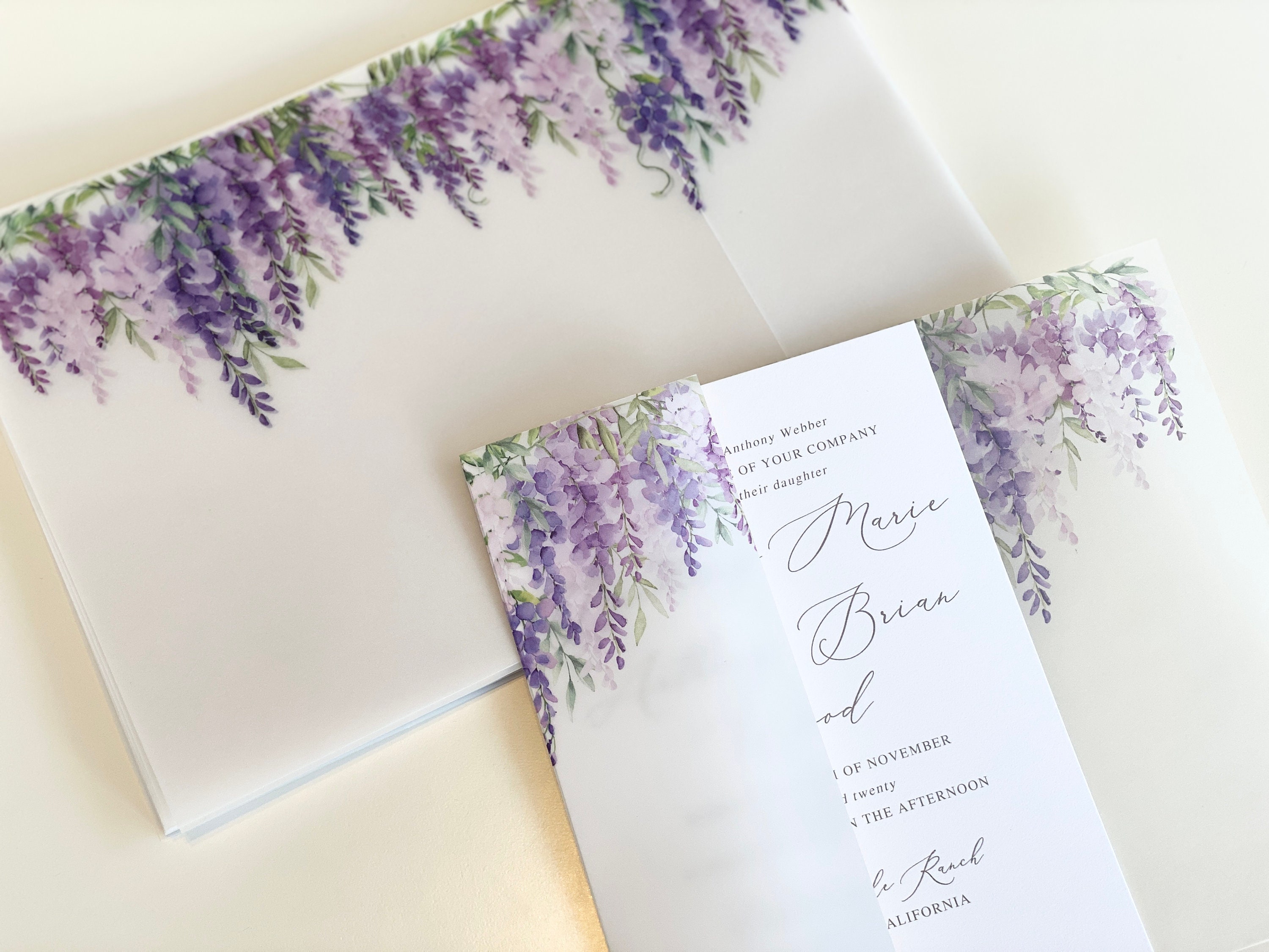 Wisteria Vellum Invitation Wrap for 5x7 Invitation Wisteria - Etsy