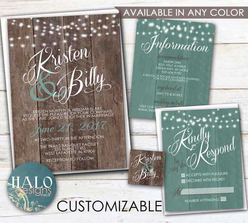 Rustic Wedding Invitation ANY COLOR Rustic Wedding Invite - Etsy