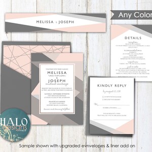 Modern Geometric Wedding Invitations Geo Blue Wedding - Etsy