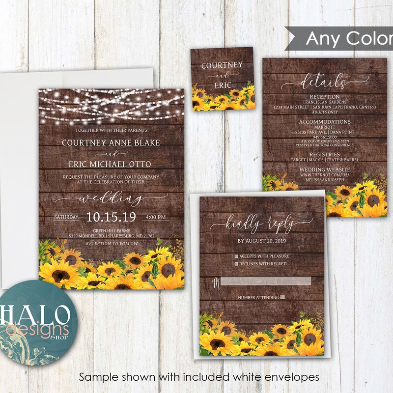 Rustic Sunflower Wedding Invitation - Etsy