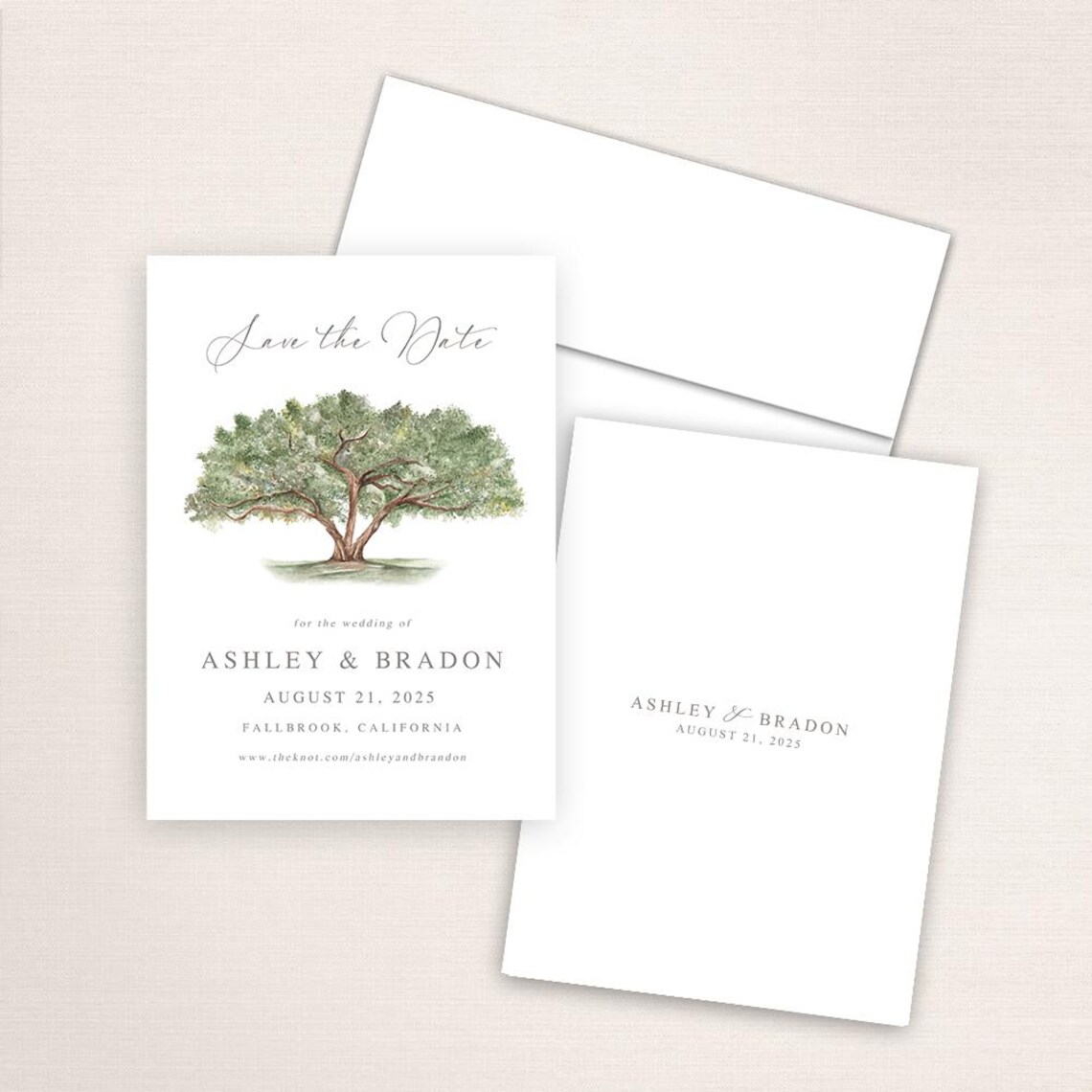 Oak Tree Save the Date | Hand-painted Southern Wedding Invitation - Etsy