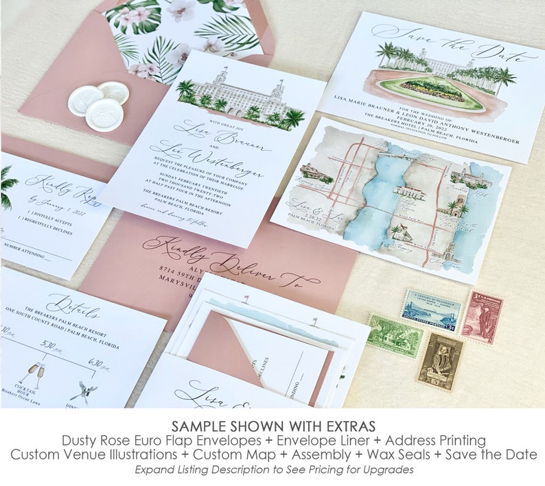 Castello Di Rossino Wedding Invitation, Custom Venue Wedding Invitation ...