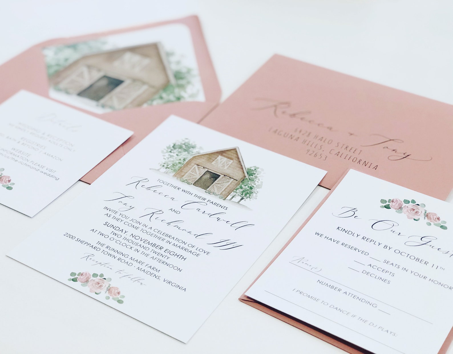 Fall Red Barn Wedding Invitation Barn Rustic Simple - Etsy