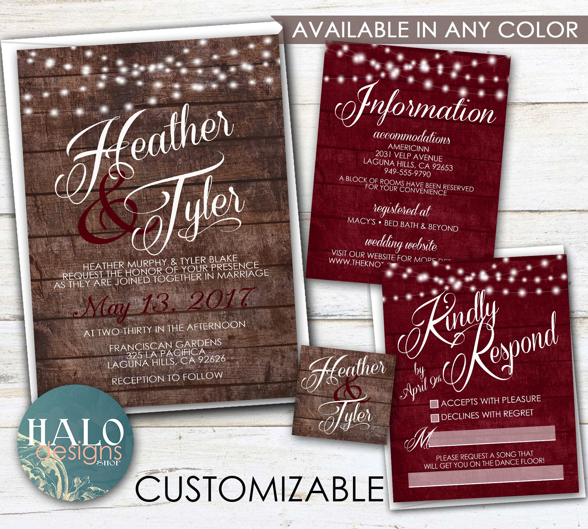 Rustic Wedding Invitation ANY COLOR Rustic Wedding Invite - Etsy