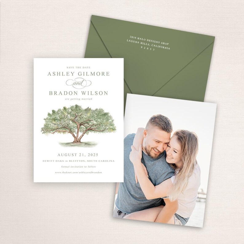 Oak Tree Save the Date | Hand-painted Southern Wedding Invitation - Etsy