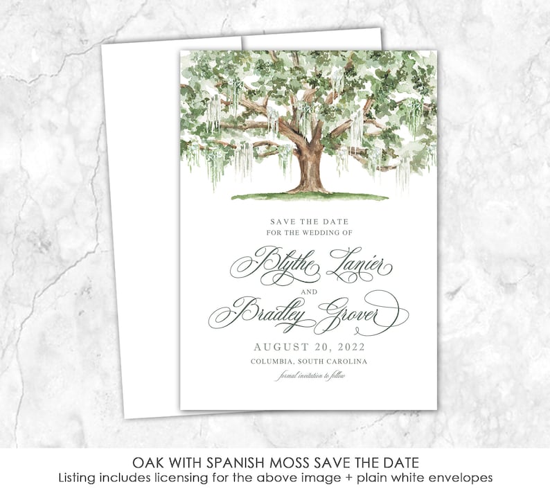 Southern Oak Tree Wedding Invitation Oak Wedding Invitation - Etsy