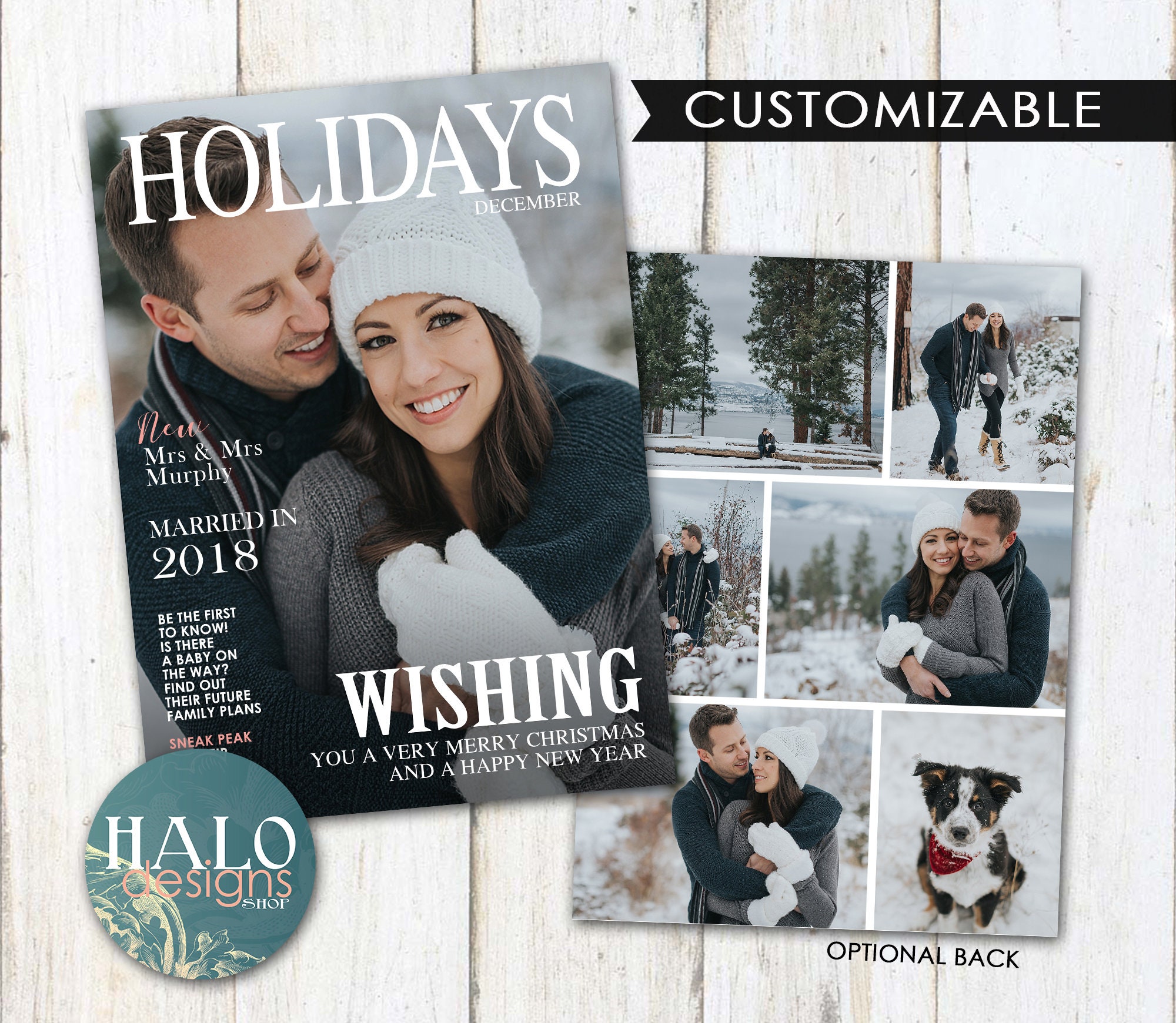 Photo Christmas Card Magazine Cover Christmas Cards custom | Etsy