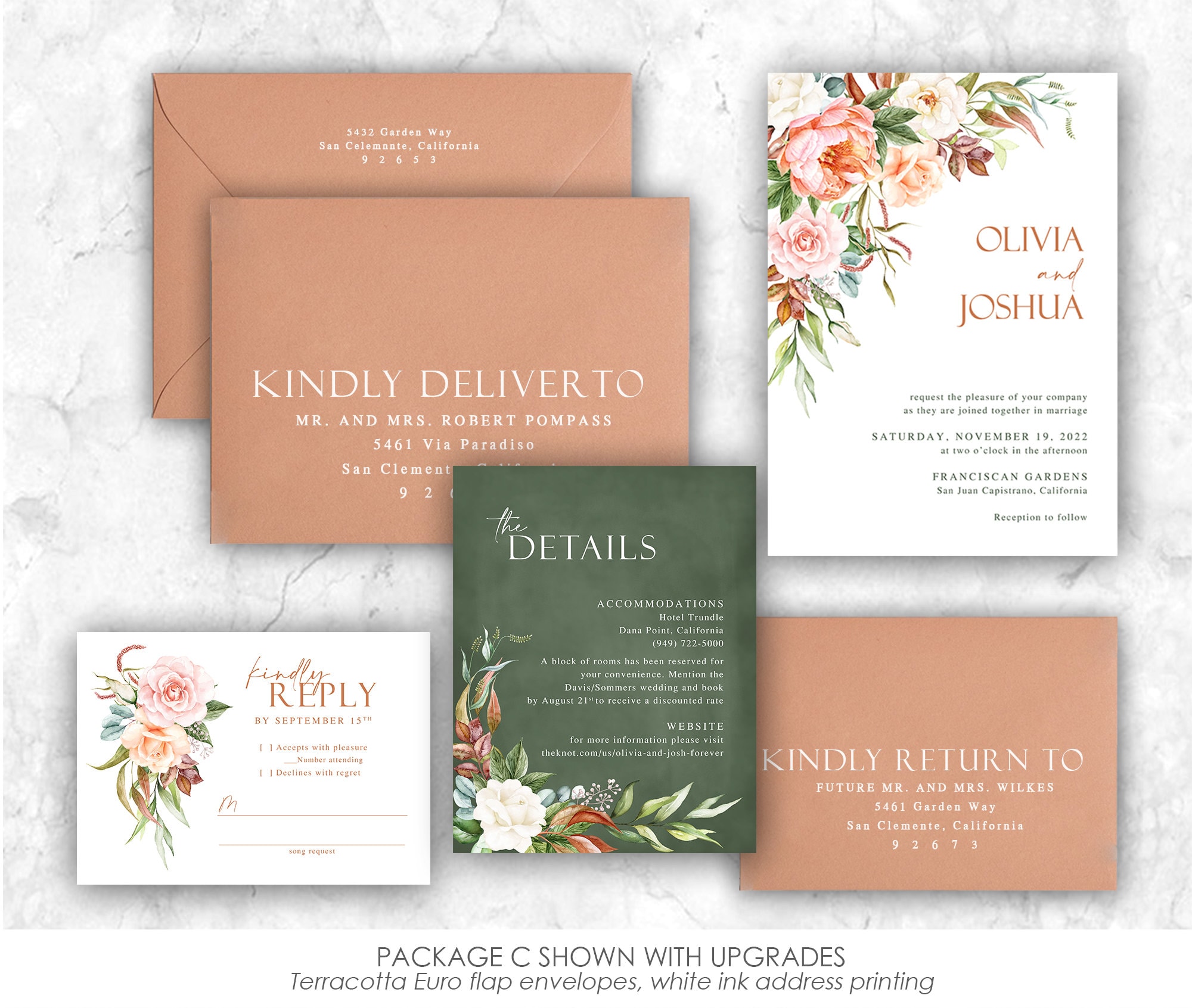 Terracotta Wedding Invitation, Terra Cotta Wedding Invite, Orange ...
