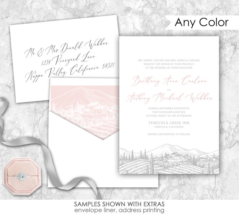 Vineyard Wedding Invitation Classic wedding simple | Etsy