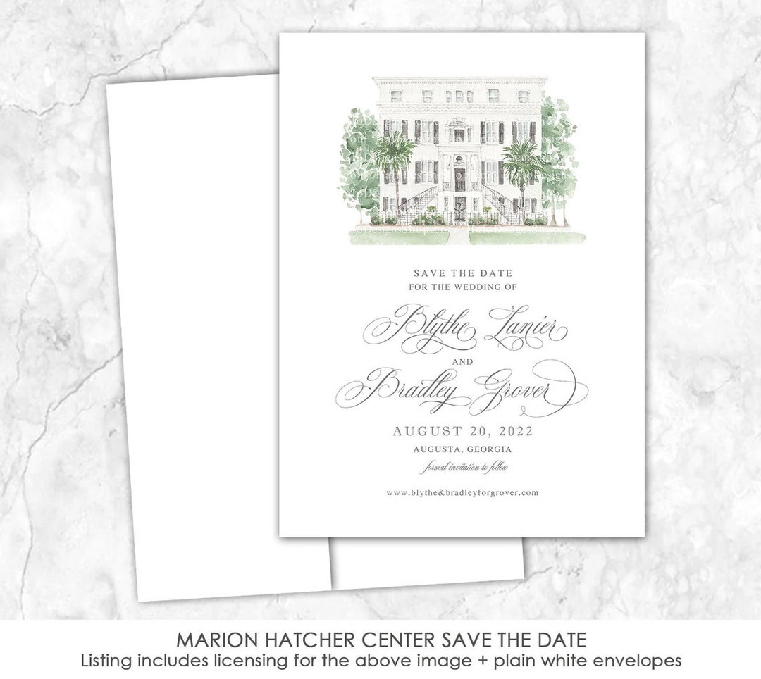 Marion Hatcher Center, Augusta Georgia, Save the Date, Estate Venue Save the Date, Custom Venue ...