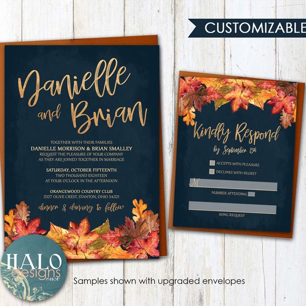 Fall Wedding Invitations - Etsy