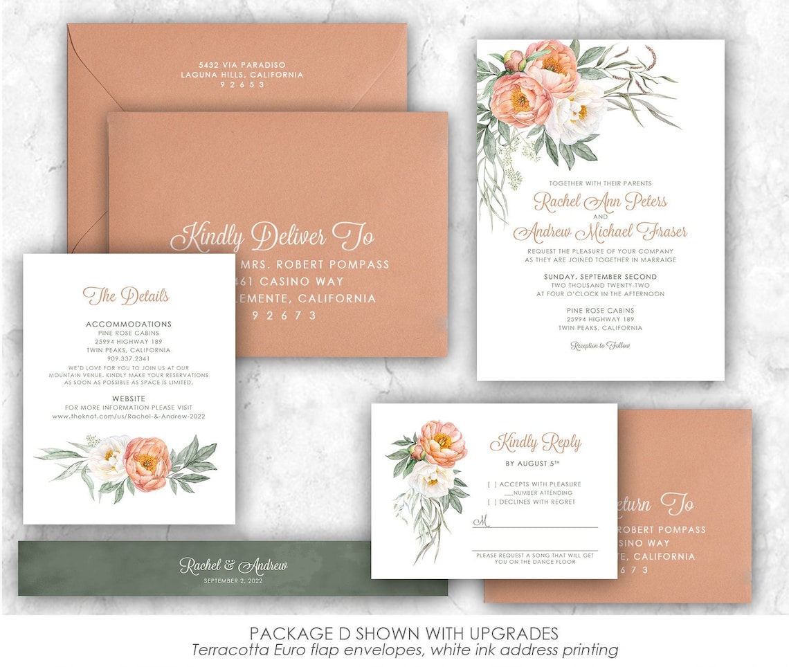 Terracotta Wedding Invitation, Terra Cotta Wedding Invite, Orange ...