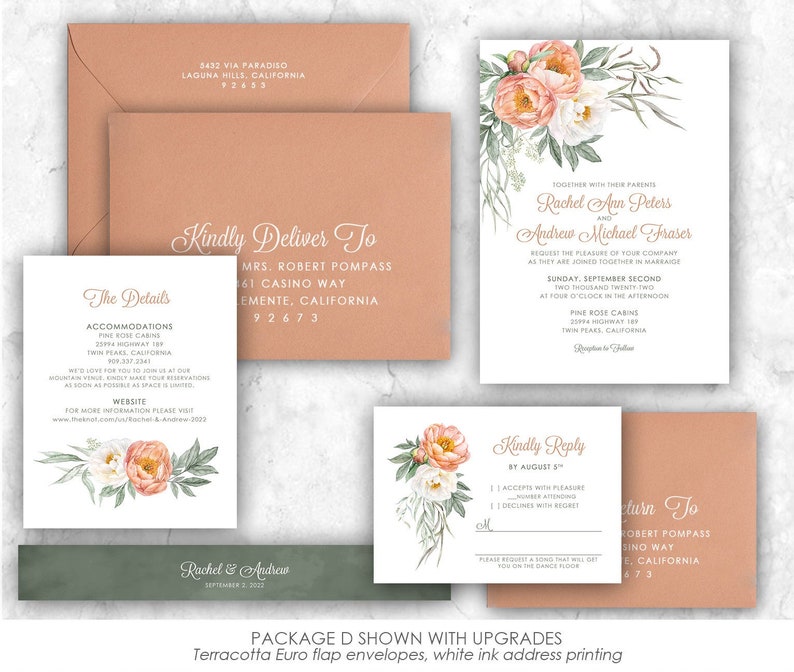 Terracotta Wedding Invitation, Terra Cotta Wedding Invite, Orange ...