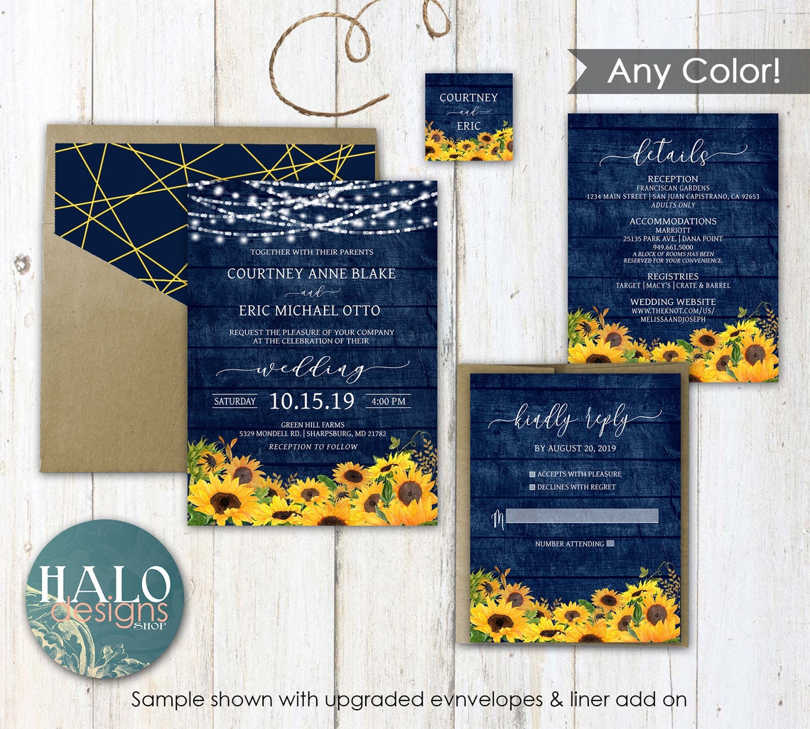 Rustic Sunflower Wedding Invitation Rustic Wedding - Etsy