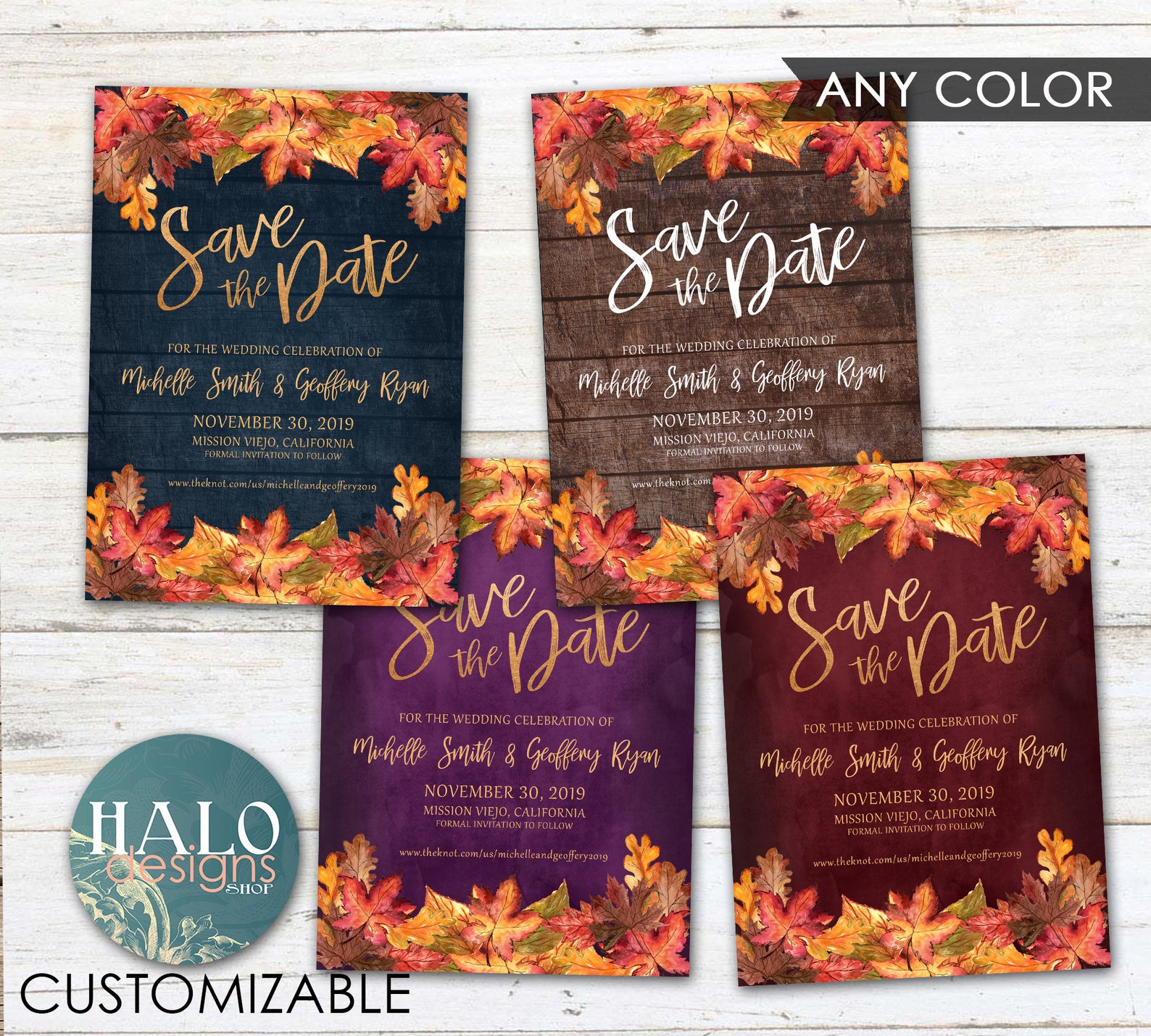 Fall Save the Date, ANY COLOR, Burgundy Save the Date, Navy Save the ...