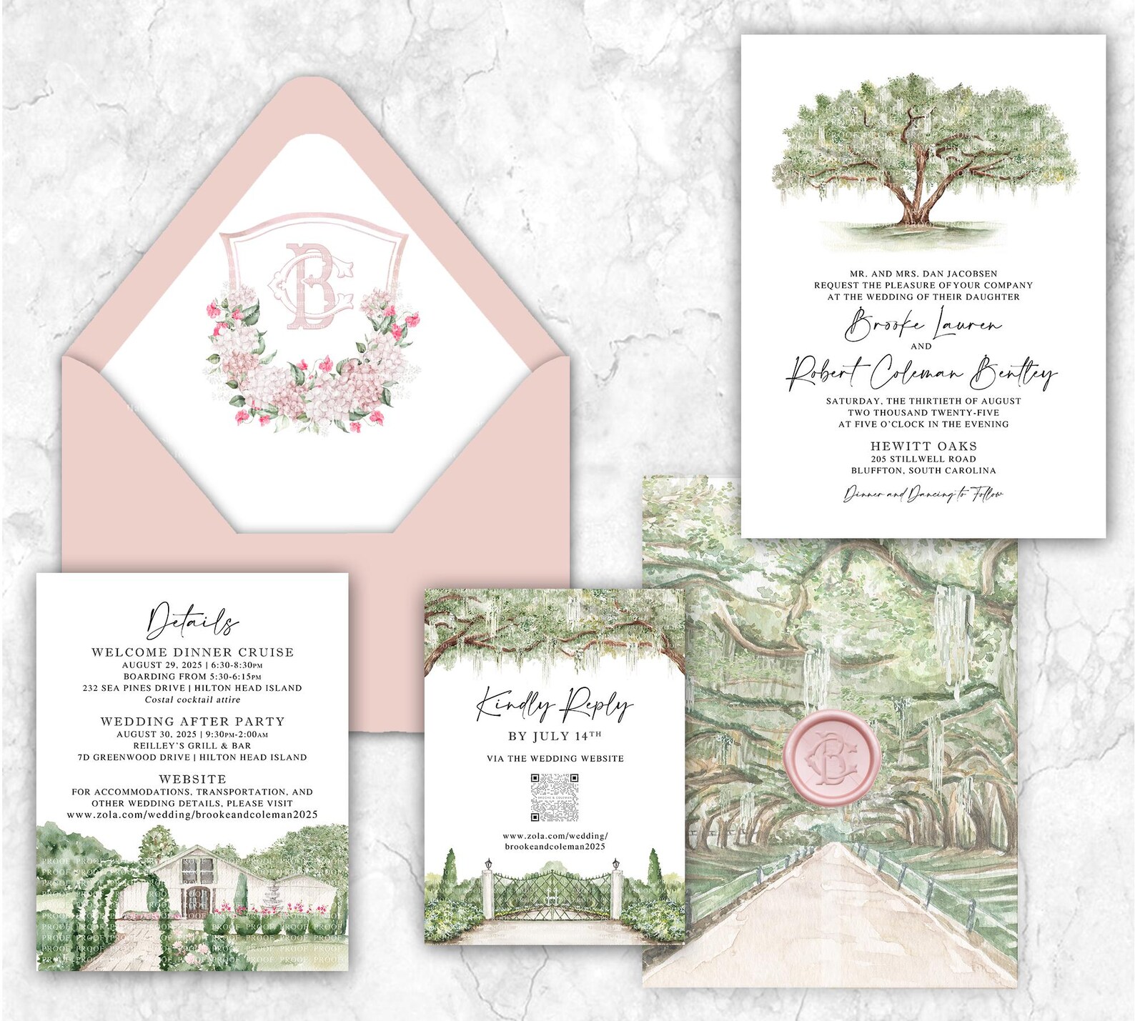 Oak Tree Save the Date | Hand-painted Southern Wedding Invitation - Etsy