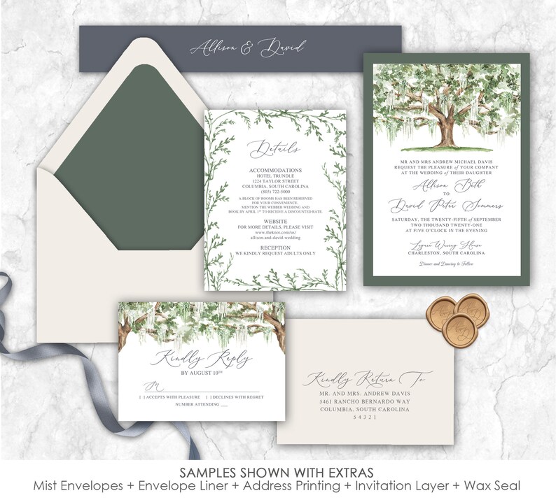 Oak Tree Wedding Invitation, ANY COLOR, Tree Wedding Invitation Set ...