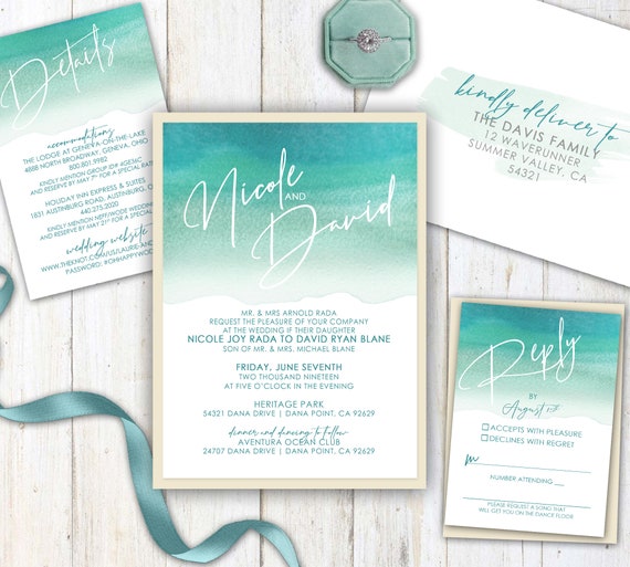 Recycled Wedding Invitations Beach Tropical Beach Destination Save The