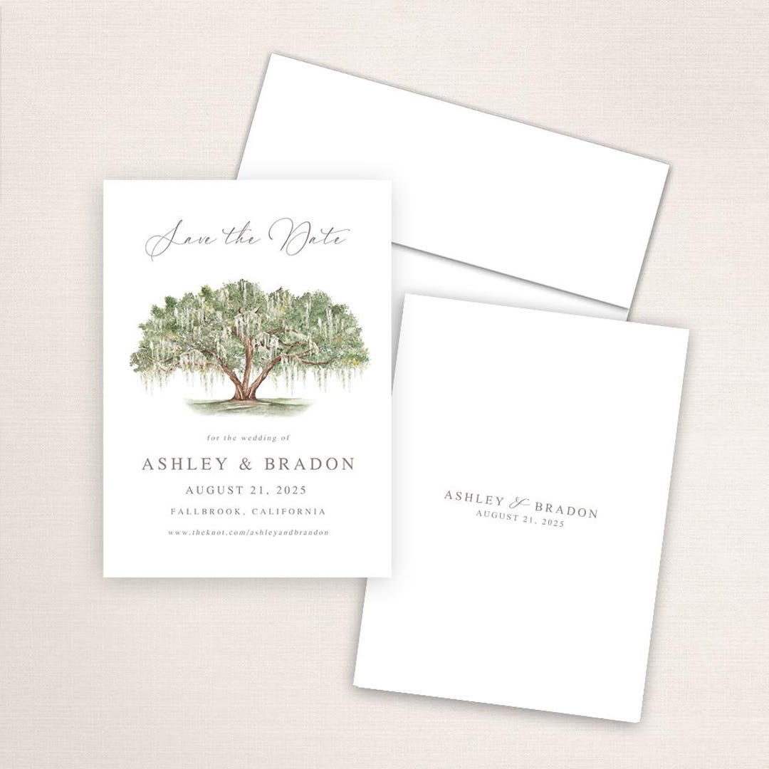 Live Oak Tree Save the Date | Hand-painted Oak With Spanish Moss - Etsy