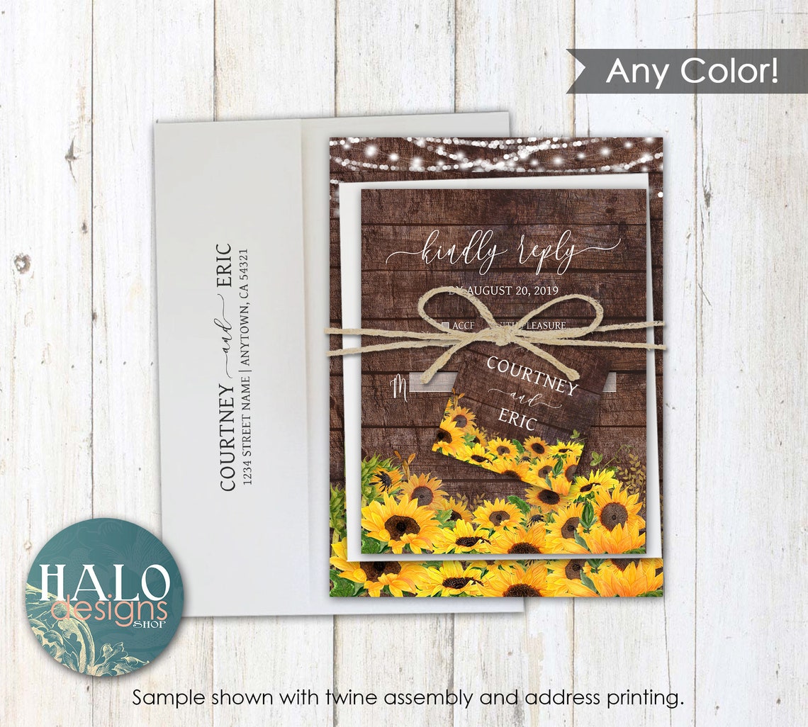 Rustic Sunflower Wedding Invitation Rustic Wedding - Etsy