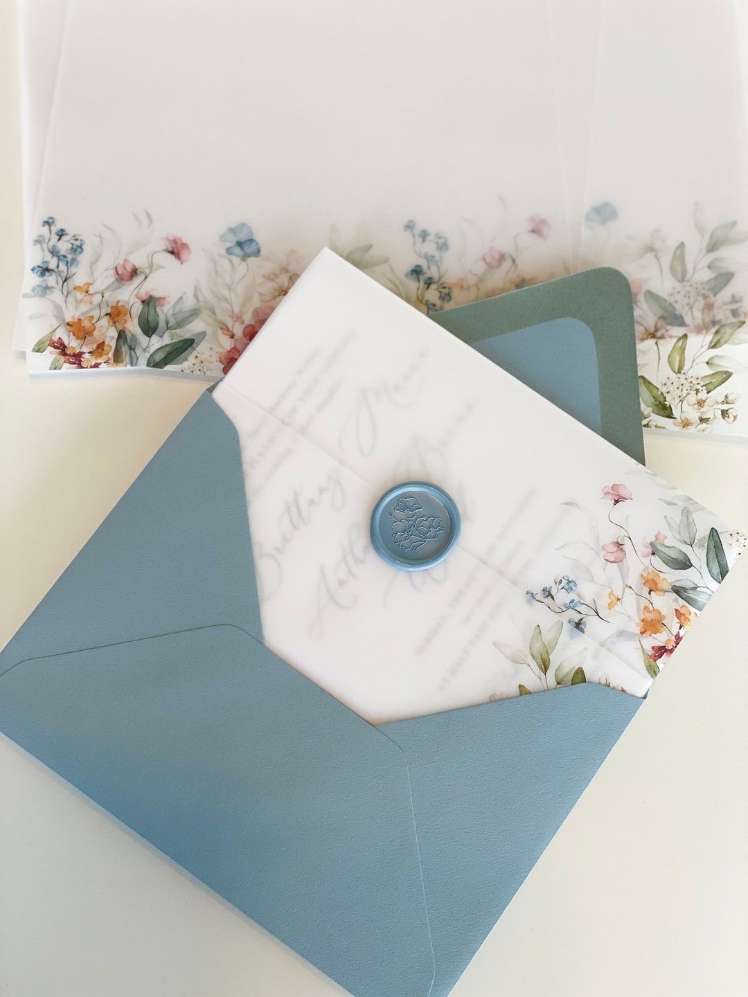 Wildflower Vellum Invitation Wrap, for 5x7 Invitation, Wildflowers ...