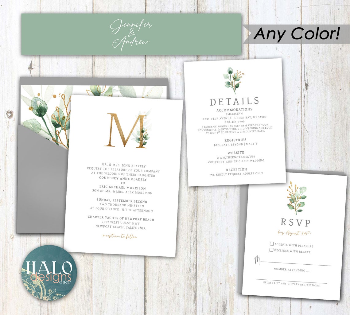 Simple Monogram Wedding Invitation Classic wedding simple | Etsy