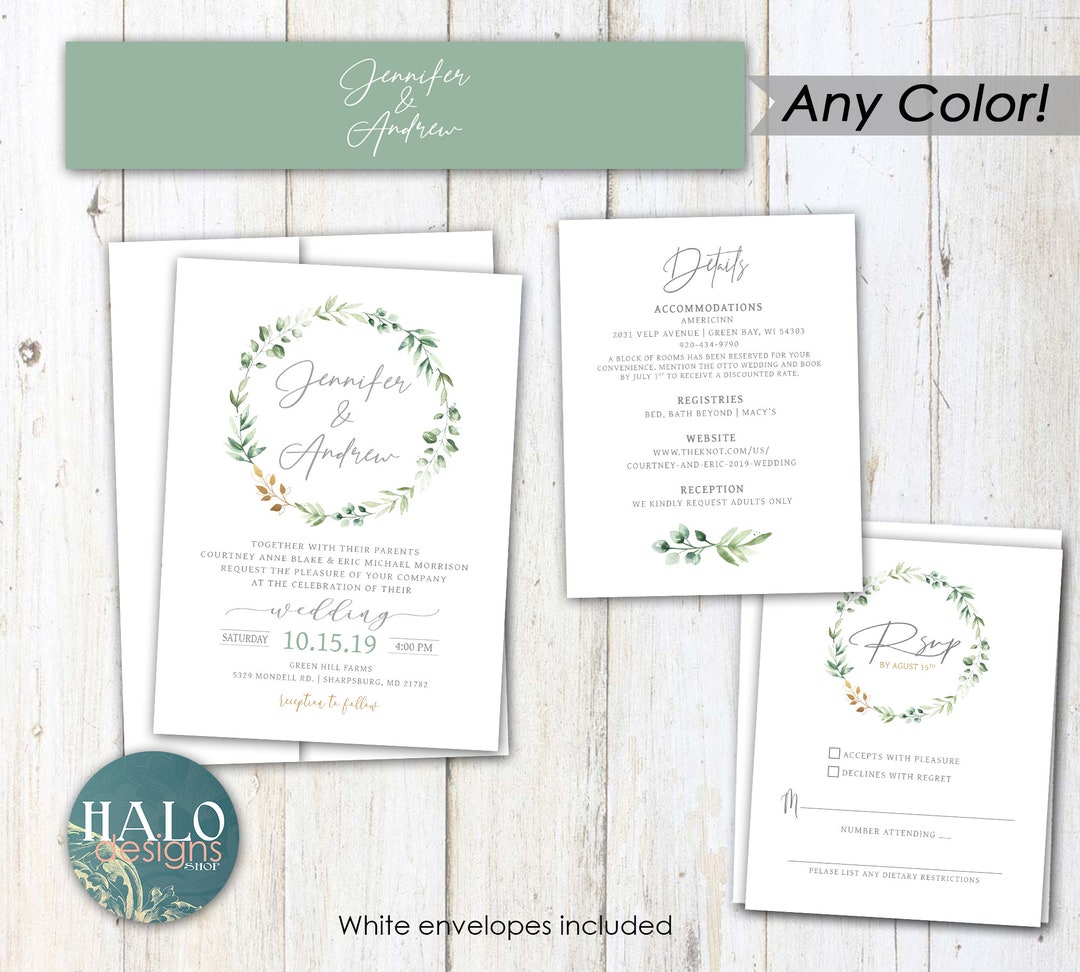 Simple Wedding Invitation, Classic Wedding, Simple, Greenery, Wedding ...
