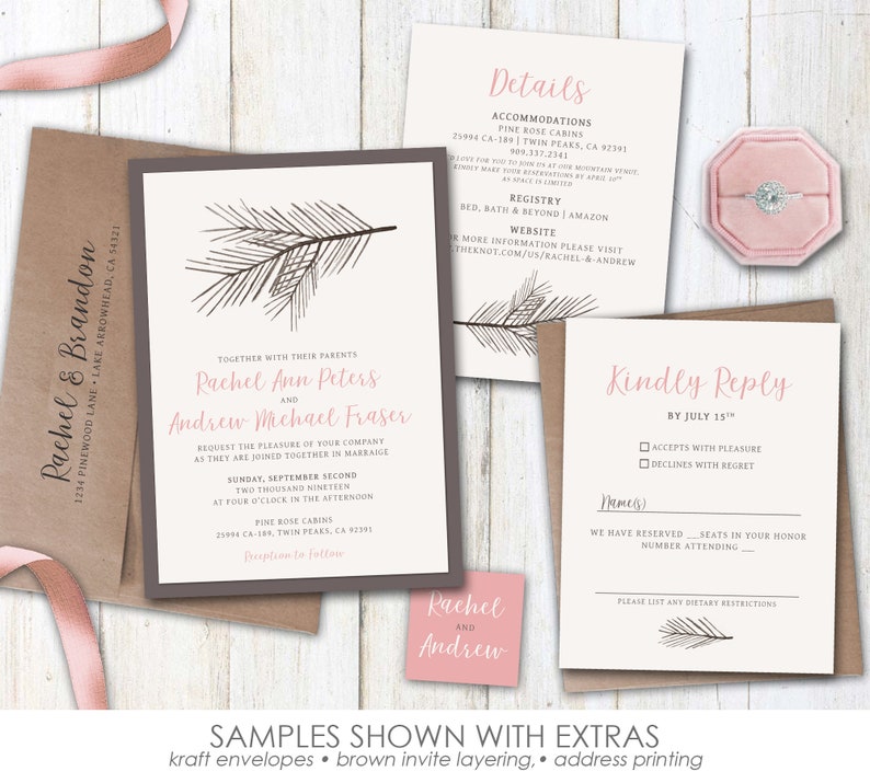 Rustic Wedding Invitation ANY COLOR Mountain Wedding - Etsy