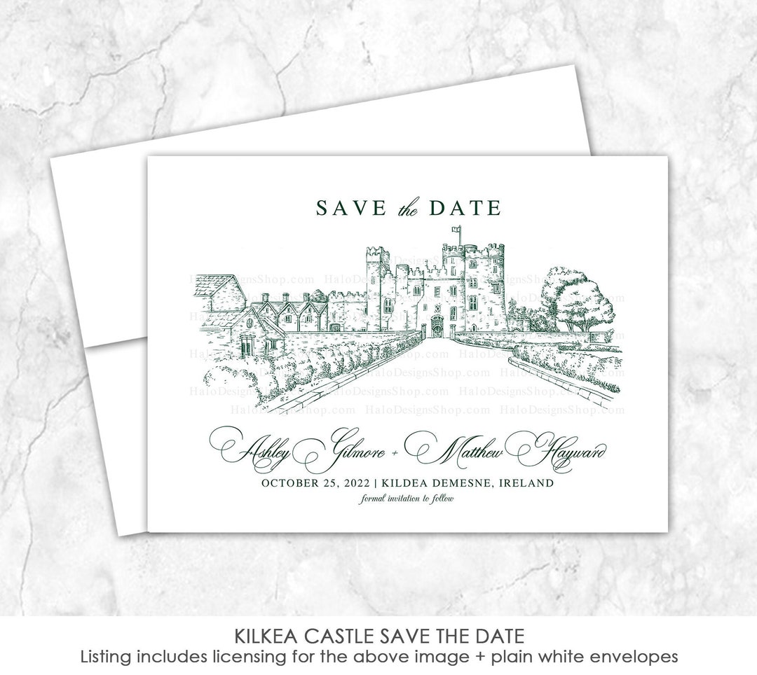 Kilkea Castle Save the Date, Estate Venue Save the Date, Custom Venue ...