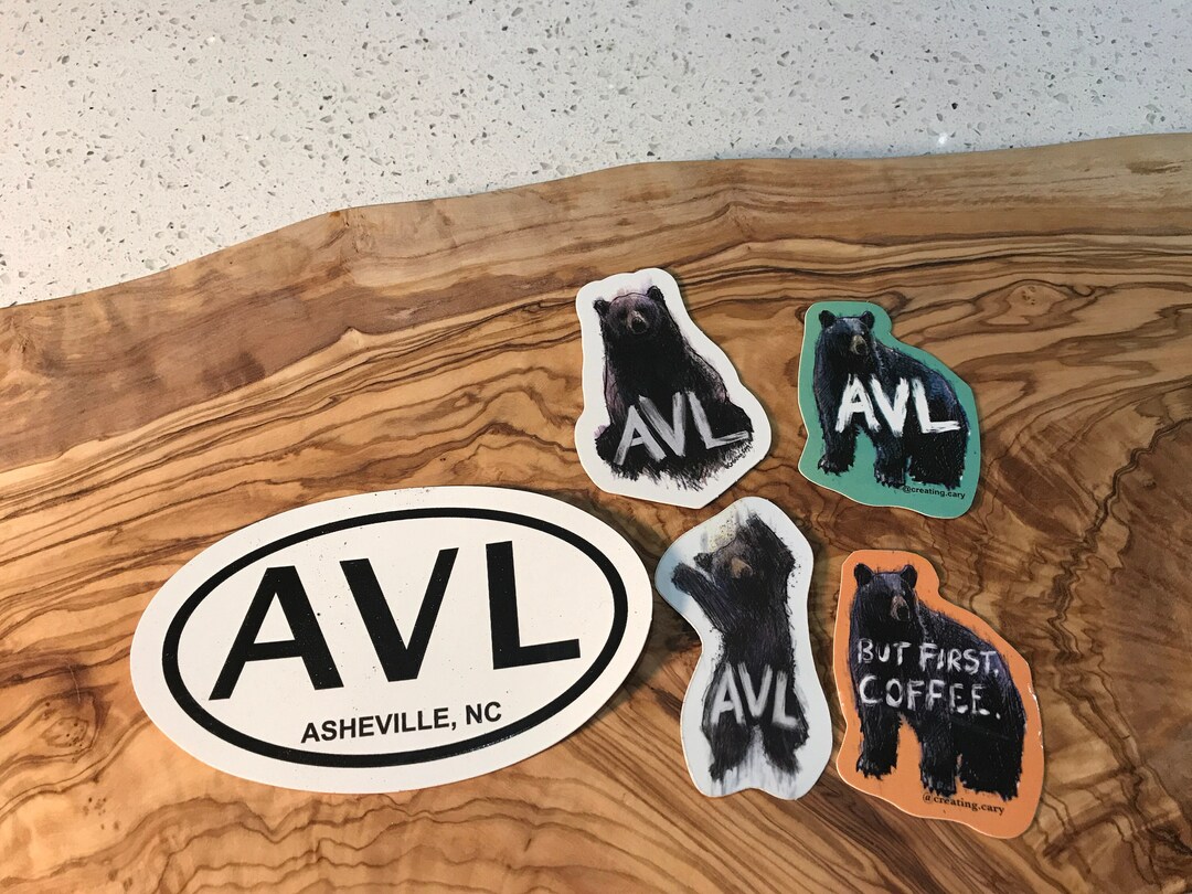 Asheville Sticker Pack, AVL Stickers, Bear Stickers, Coffee Stickers ...