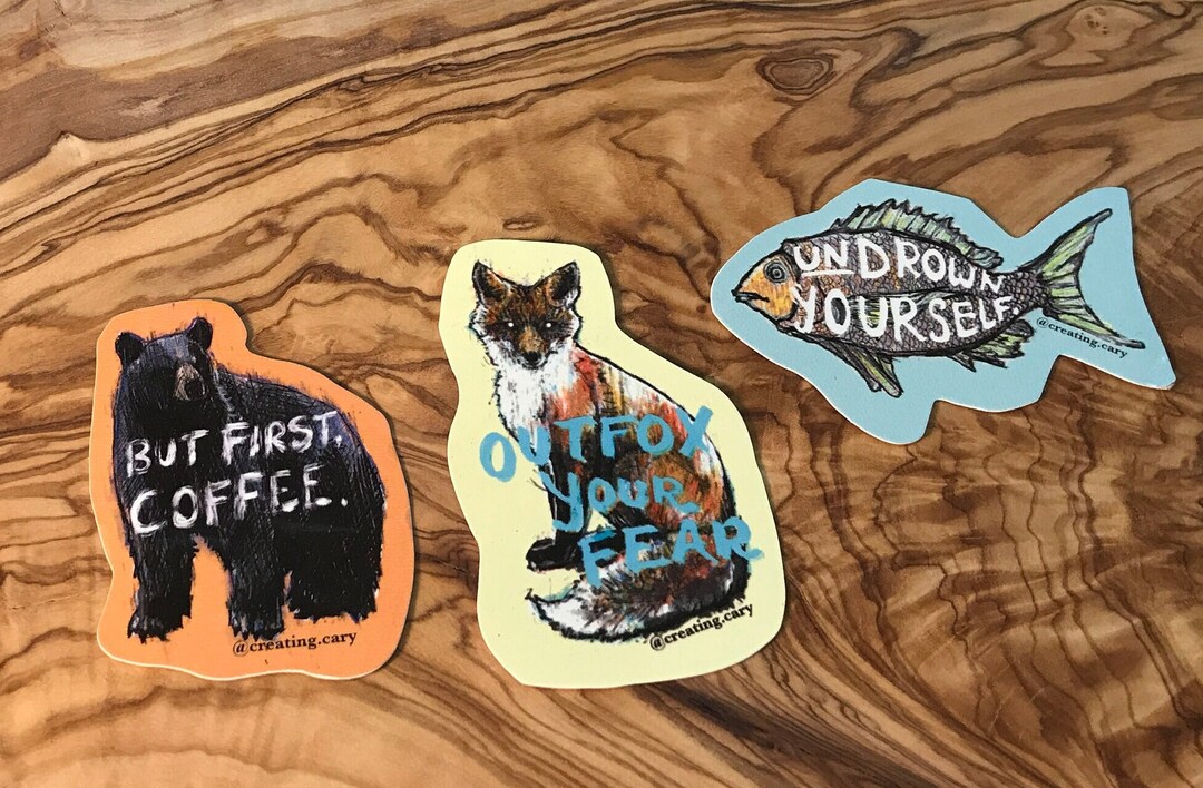 Animal Sticker Pack, Bear, Fox, Cute Animals, Coffee Art, Decals, Fun ...