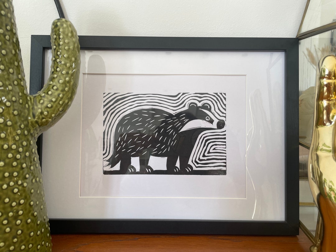 Badger Badger Badger Original A4 Lino Print - Etsy