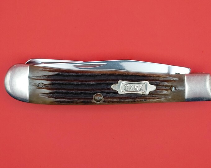 Vintage 1996 Case XX Model 6254 Green Olive Bone Trapper Pocket Knife ...