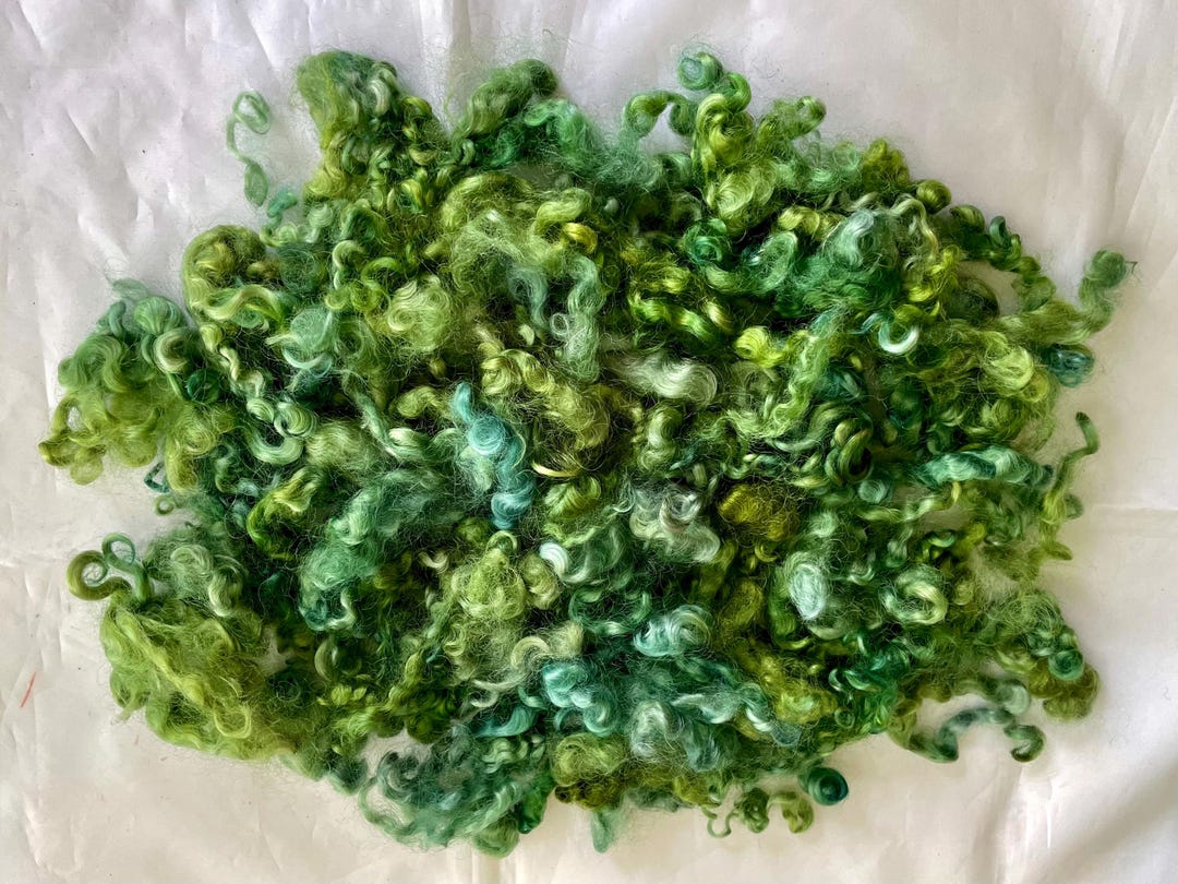 Curly Shining Green Wool Locks for Spinning, Doll Hair, Felting, Rug ...