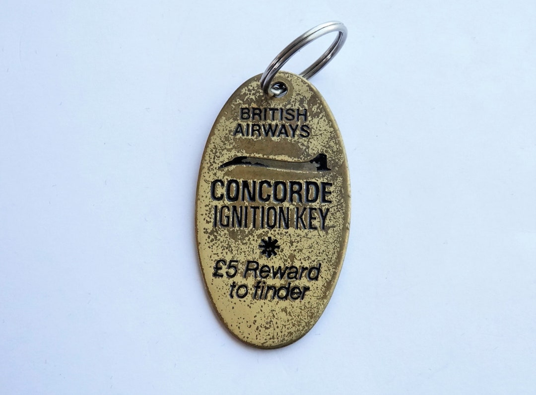Brass Key Fob British Airways Concorde Ignition Key 5 Pounds Reward to ...