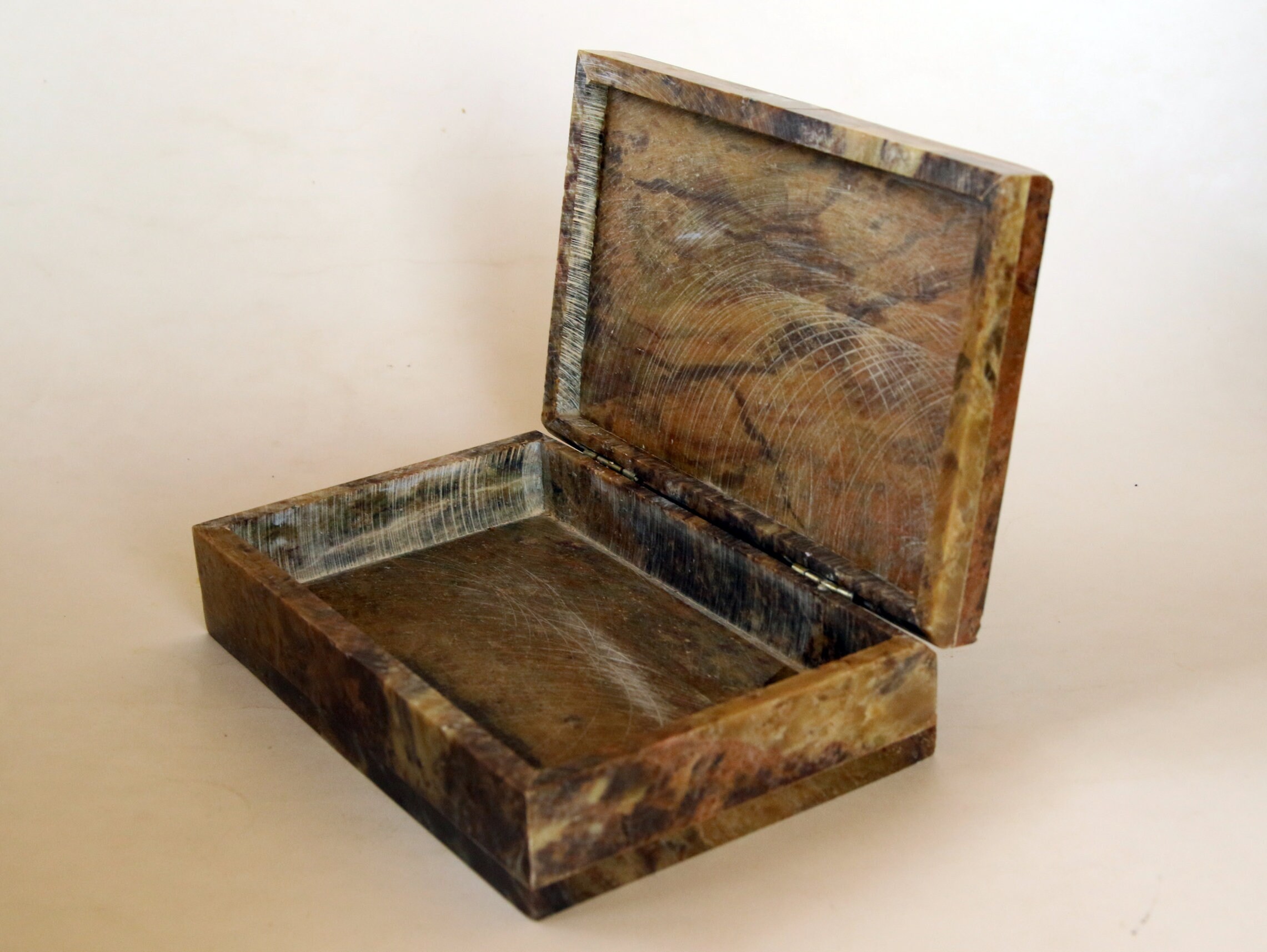 Vintage Soapstone Trinket Box With a Hand Painted Lid - Etsy