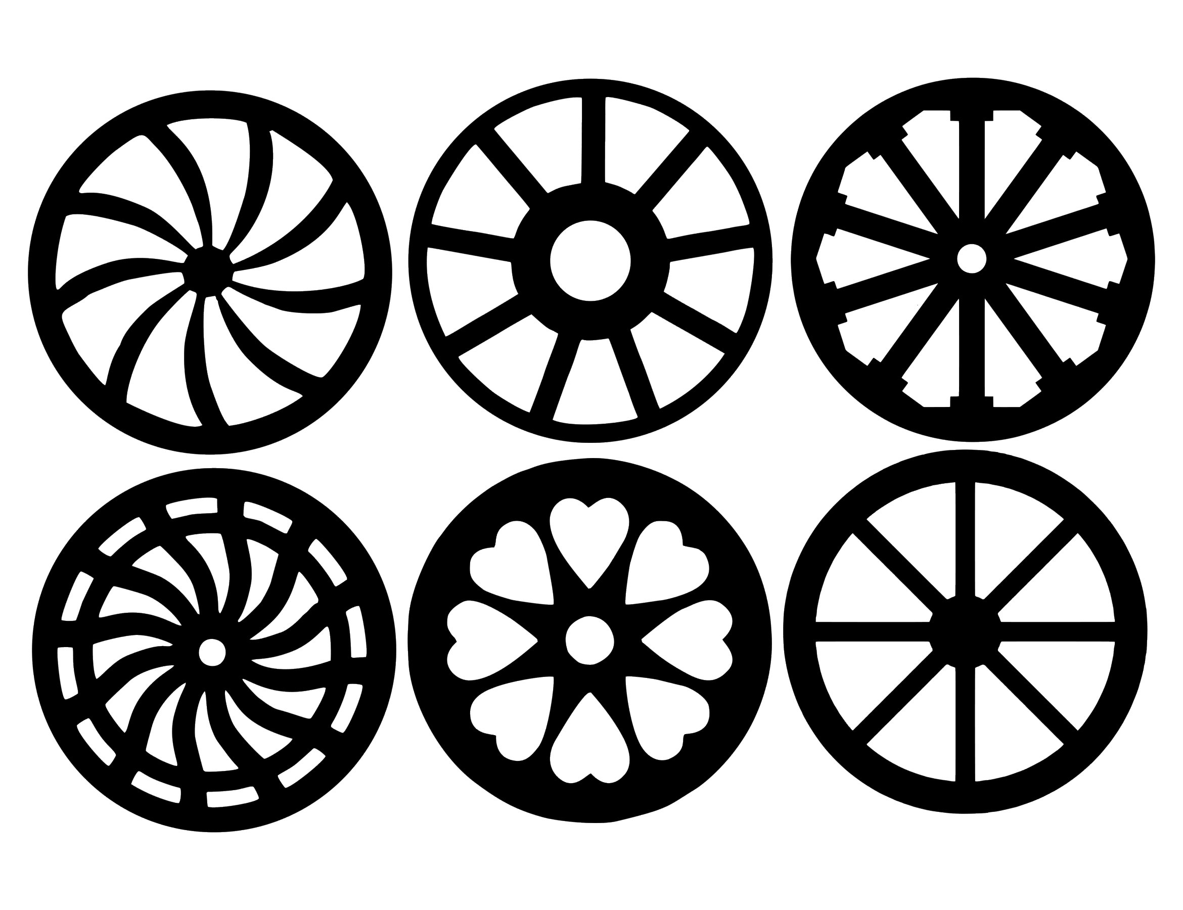 6 Different 20 Inch Wheels for Carriage, Décor, Wagon, Svg, Cut File ...