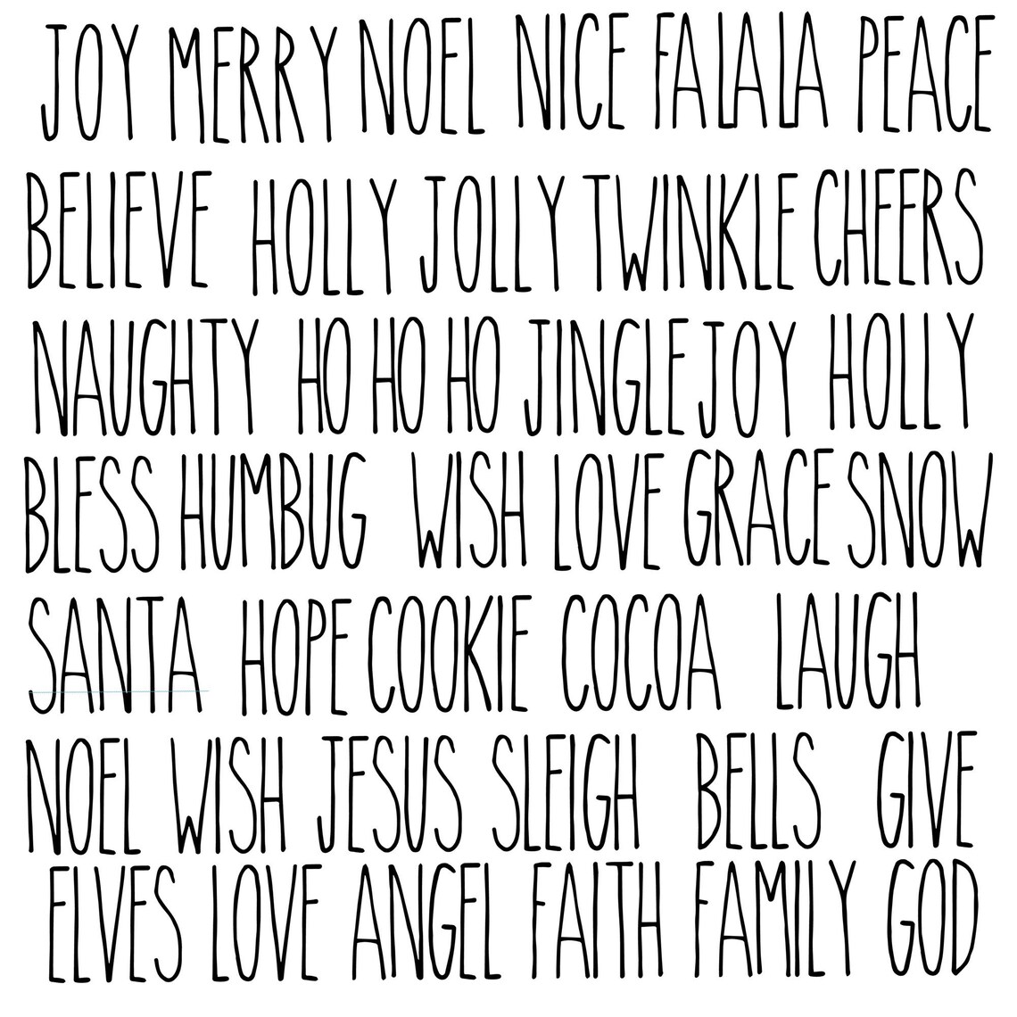 39 Rae Dunn Inspired Christmas Words SVG 12x12 - Etsy