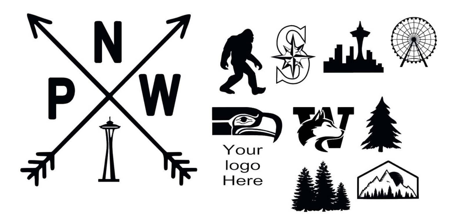 Pacific Northwest SVG Customizable, Seattle, West Coast, Big Foot ...