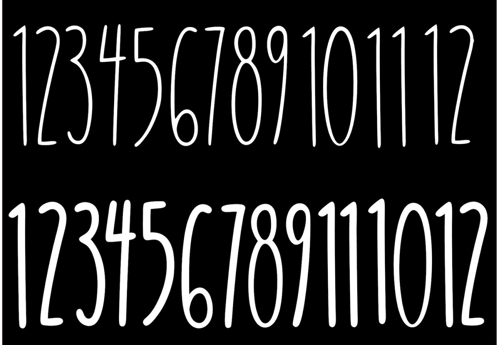 Clock Numbers Tall & Skinny SVG File in the Style of Rae Dunn - Etsy