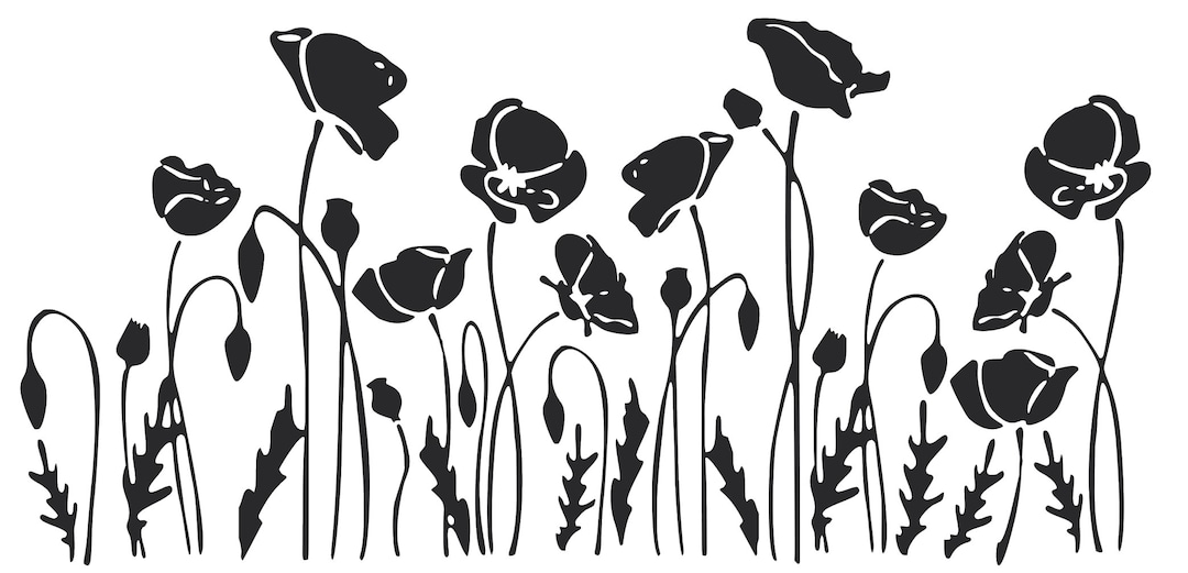 Poppies Flower SVG File, Digital. Adjustable, Window, Car, Truck Decal ...
