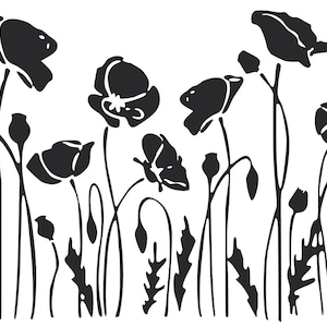 Poppies Flower SVG File, Digital. Adjustable, Window, Car, Truck Decal ...