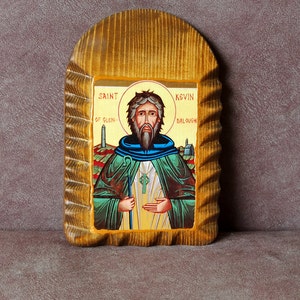 Saint Kevin Hand Carving Wooden Icon Christian Religion Handmade - Etsy UK
