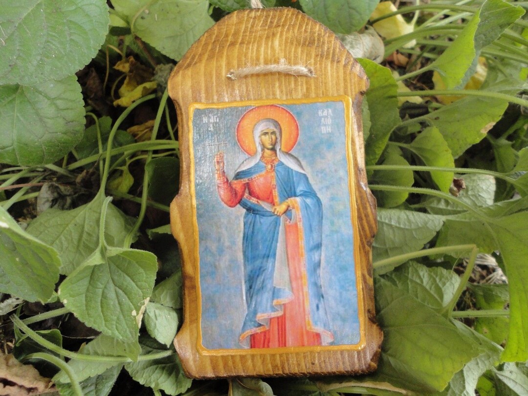 Santa Calliope Christian Religion Hand Carving Wooden Icon Handmade - Etsy