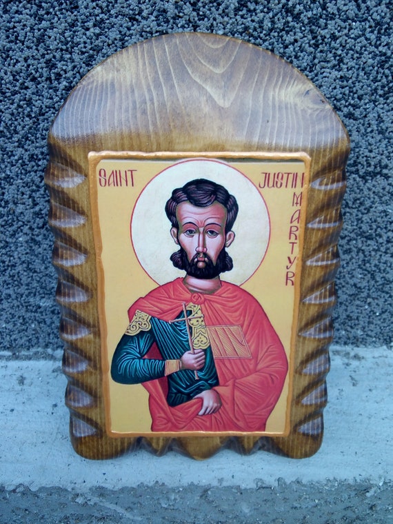Saint Justin Christian Religious Catholic Icon Wooden Carving | Etsy